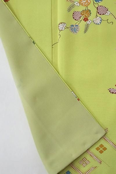 あおき【FR10-D-2655】小紋 金糸雀色 垣根に四季花の図 - 銀座 あおき【FR10-D-2655】小紋 金糸雀色 垣根に四季花の図 - 銀座